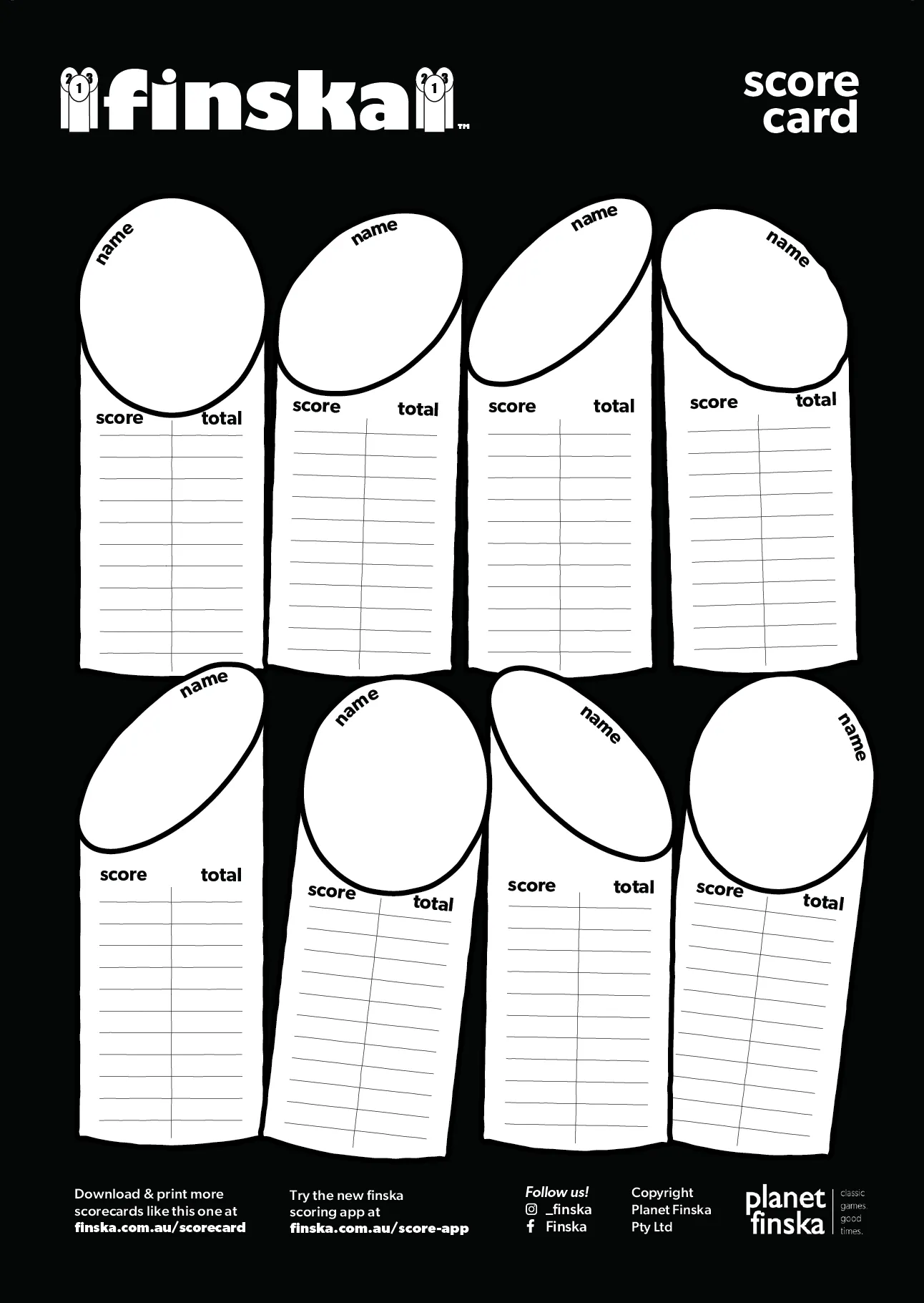 Finska Rules Scorecard | Finska